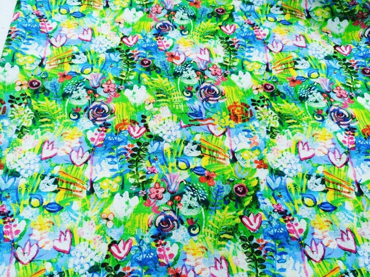 Lovely Oil Painting Flowers Floral Fabric 100% Cotton Fabric, Colorful ...