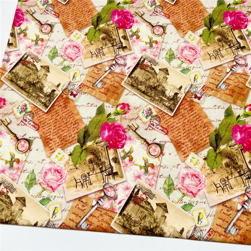 100% Cotton Fabric-old Newspaper Fabric Old Map Fabric Coffee Fabric ...