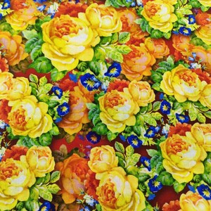 Watercolor Flower Fabric by the Yard, Spring Garden Botanical Cotton ...