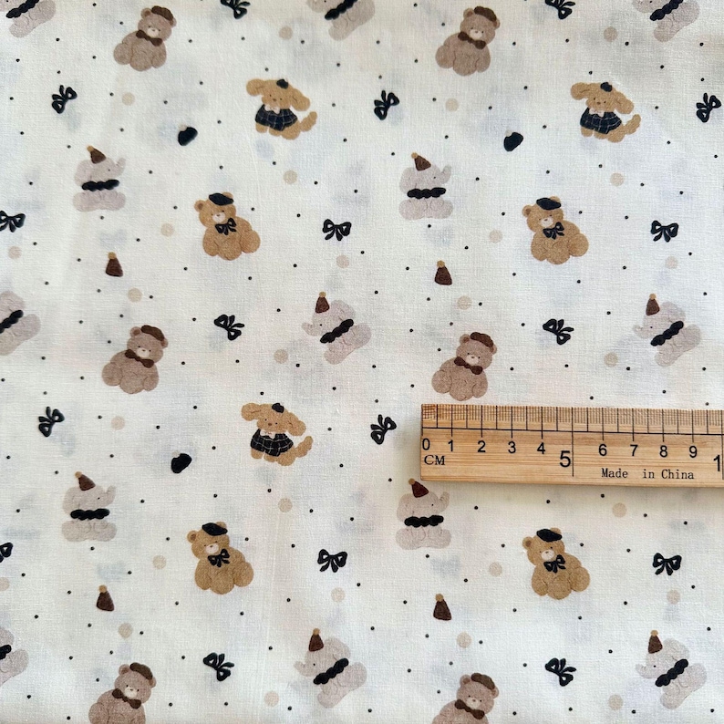 Cute Little Puppy Dogs Cotton Fabric, Cute Kitten Poplin Cotton Fabric ...