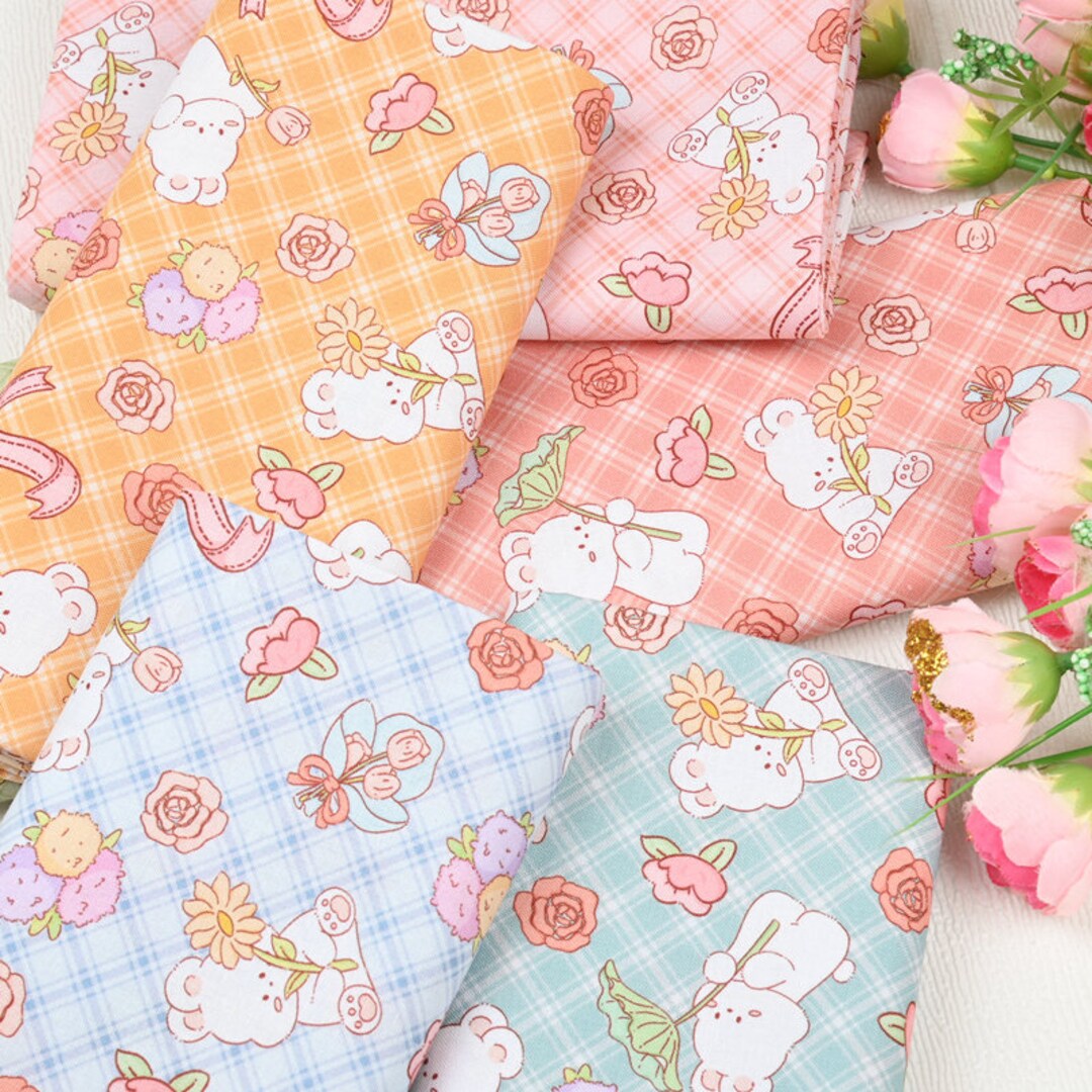 Cartoon Bunny Rabbits Fabric Bunnies Cartoon -100% COTTON Fabric ...