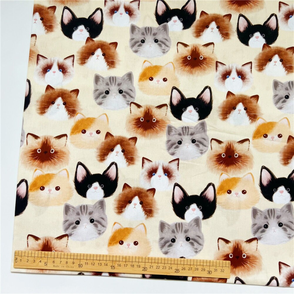 100% Cotton Fabric Kitten Cat Fabric Cartoon Cat Pet Fabric, Cat Nap ...