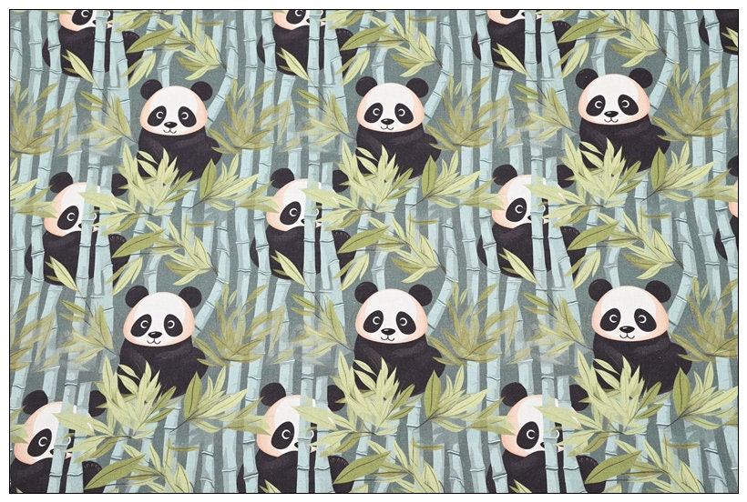 Bamboo Panda Fabric 100% Cotton Fabric Panda Bear Fabric Needlework ...