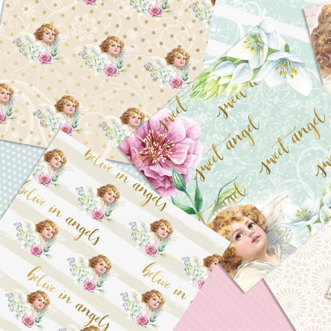 Vintage Angel Fabric Cotton Fabric Needlework Christmas Angel Fabric ...