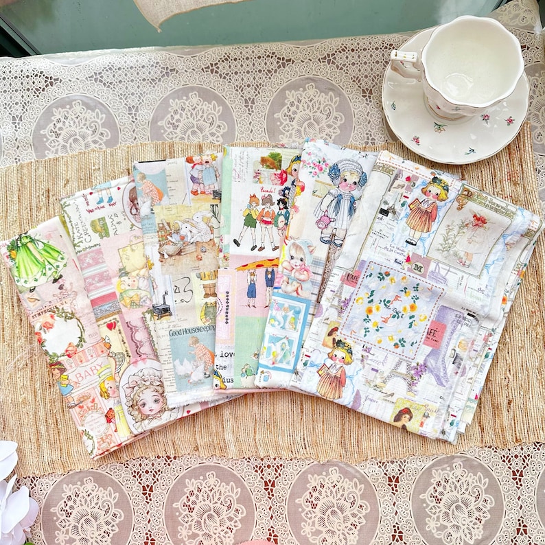 100% Cotton Thin Poplin Fabric Vintage Newspaper Doll Girls Fabric/cute ...