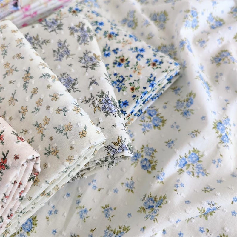 Thin Mini Floral Poplin Cotton Fabric Watercolor Flowers/floral Print ...
