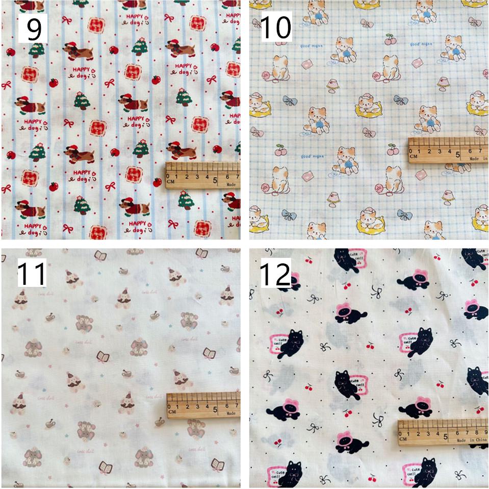 Cute Little Puppy Dogs Cotton Fabric, Cute Kitten Poplin Cotton Fabric ...