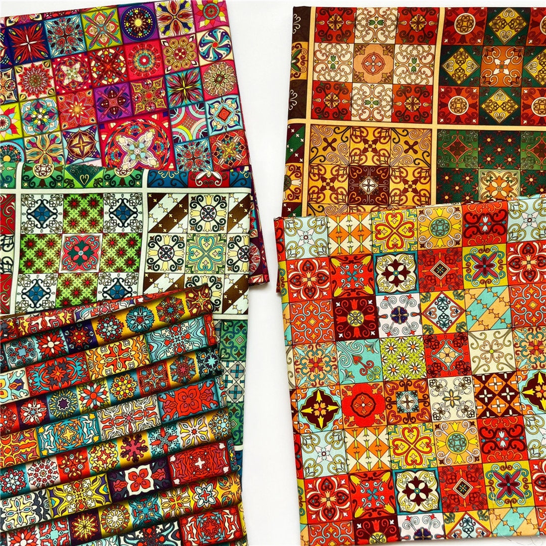 Vintage Bohemian Style Mandala 100% Cotton Fabric Sewing DIY Handmade ...