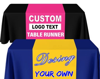 Custom Table Runner 36x72 With Business Logo Text Personalized ...