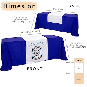 Custom Table Runner 30"x72" With Business Logo Text Personalized Tablecloth Runners Customize ...