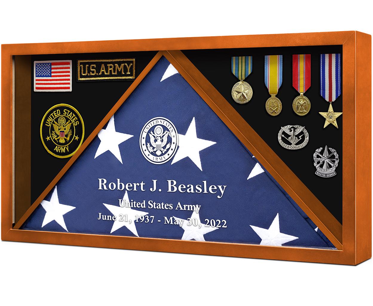 Personalized Military Memorial Flag Display Case Real Glass and Pine ...