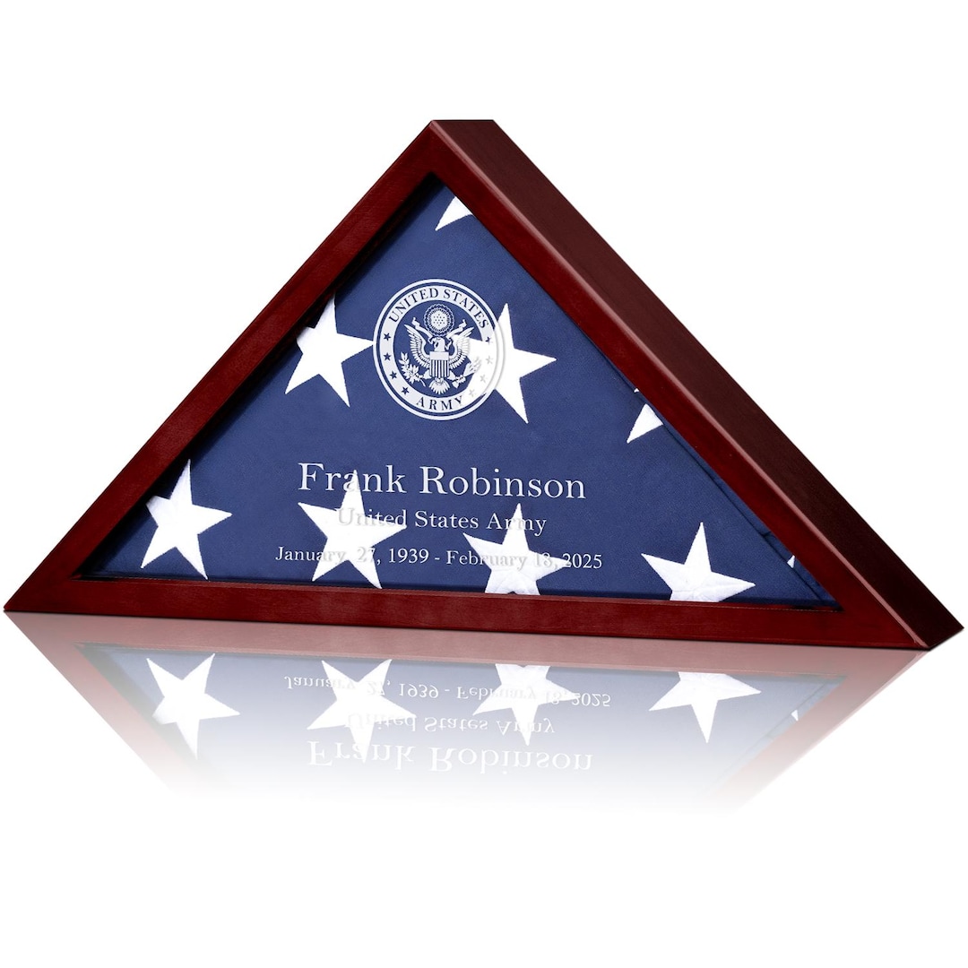 Flag Case for Burial Flag Custom Engraved Military Flag Display Case ...