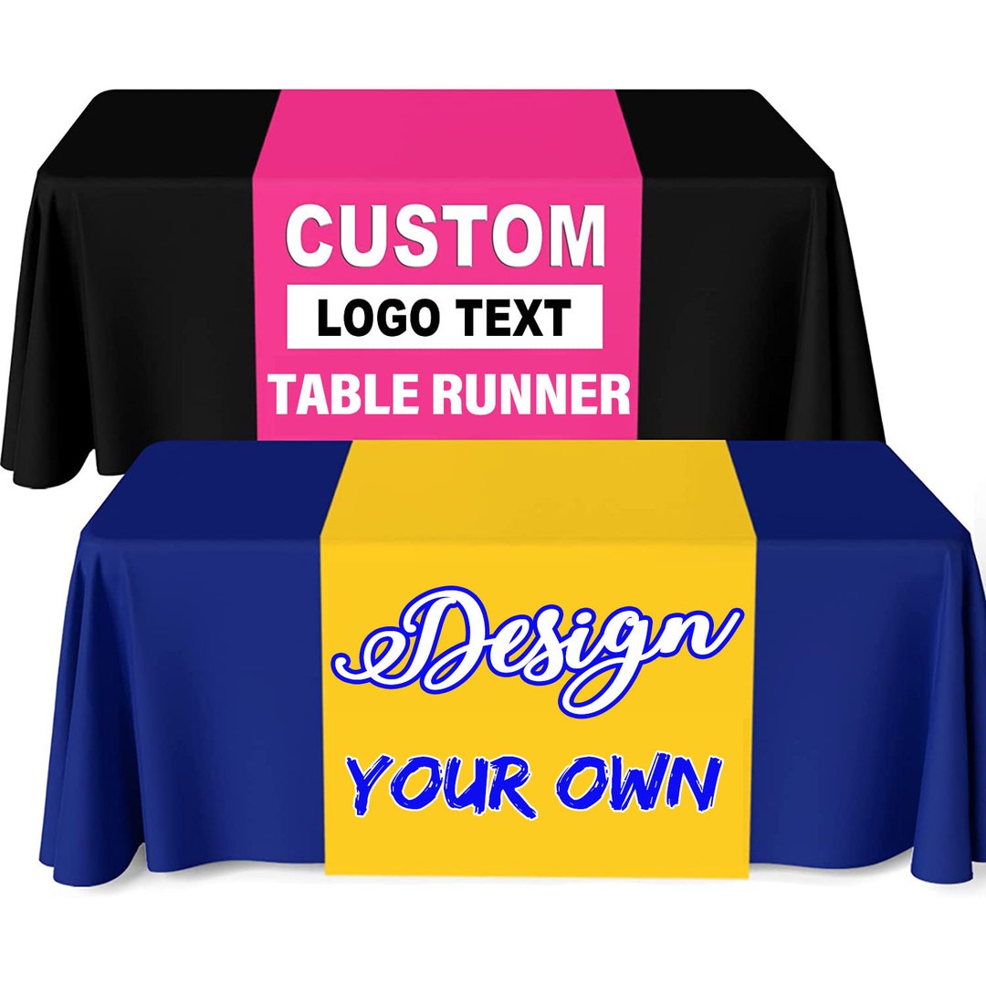 Custom Table Runner 30"x72" With Business Logo Text Personalized ...