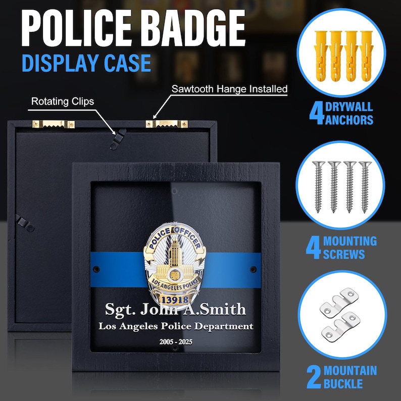 Personalized Police Badge Display Case 8x8 Inches– Custom Law ...