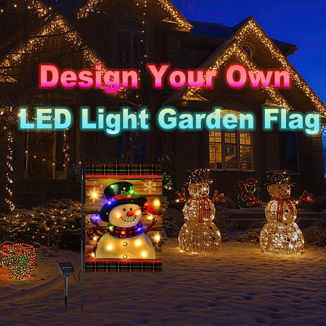 Personalized Lighted Garden Flag for Outside Custom Solar Light Led ...