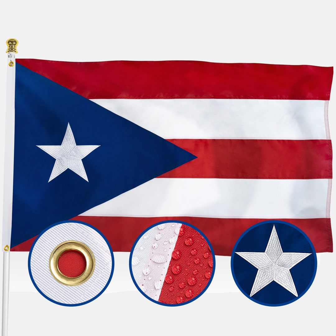 Embroidered Star Puerto Rico Flag 3x5 Double Sided Outdoor - Etsy