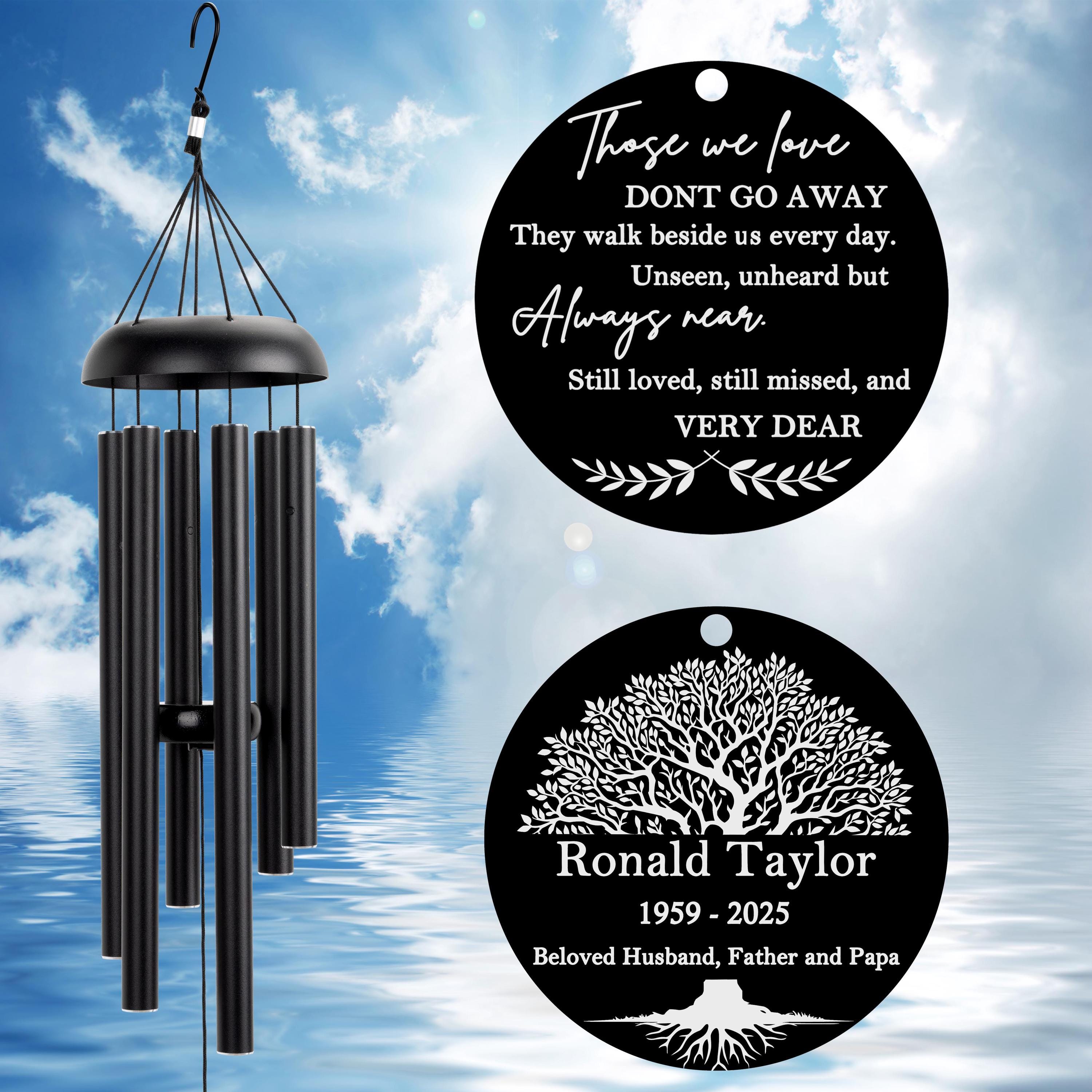 Personalized Memorial Wind Chime 32‘’, Engraved Name & Dates, Loss of ...