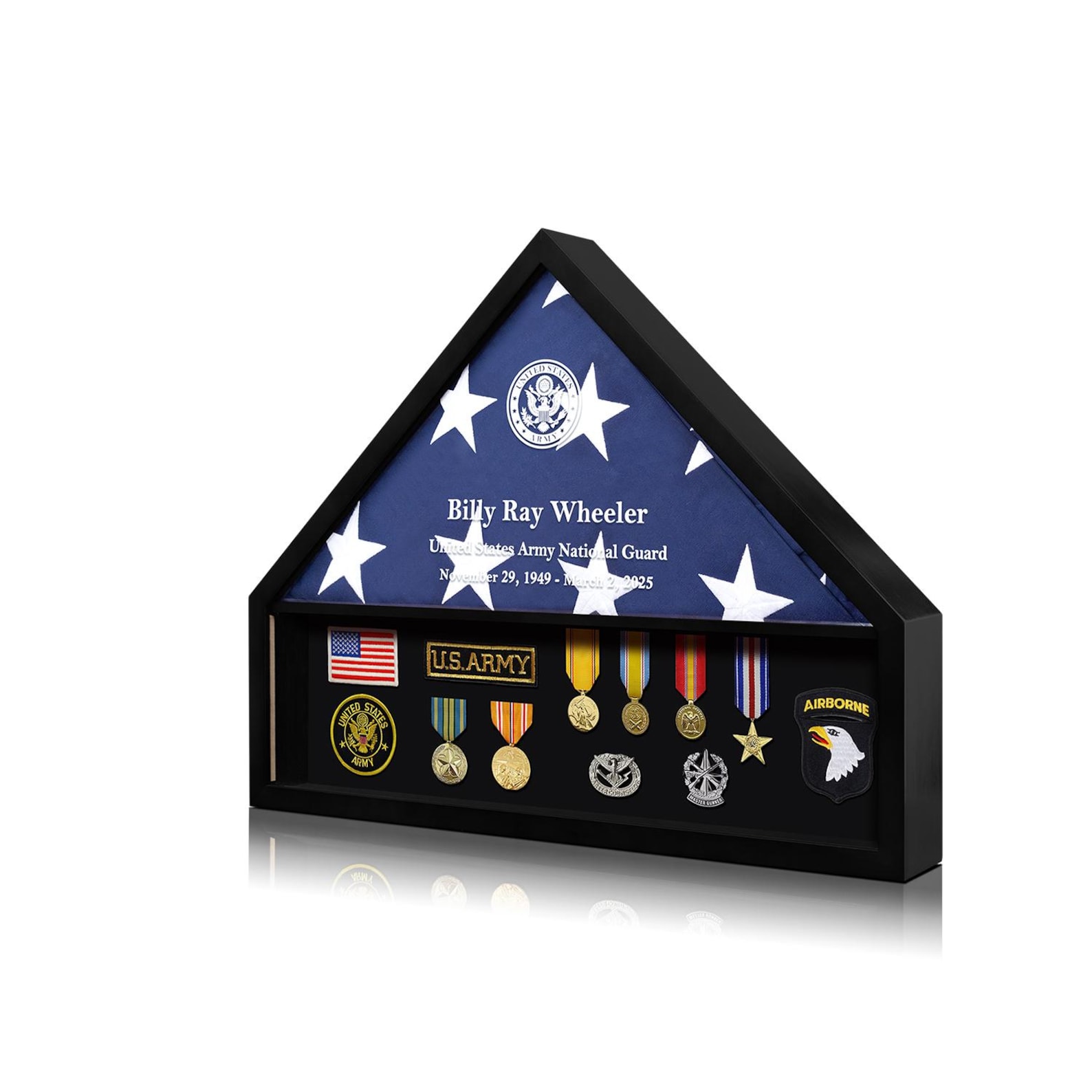 Personalized Military Memorial Display Case for Burial Flag Real Glass ...
