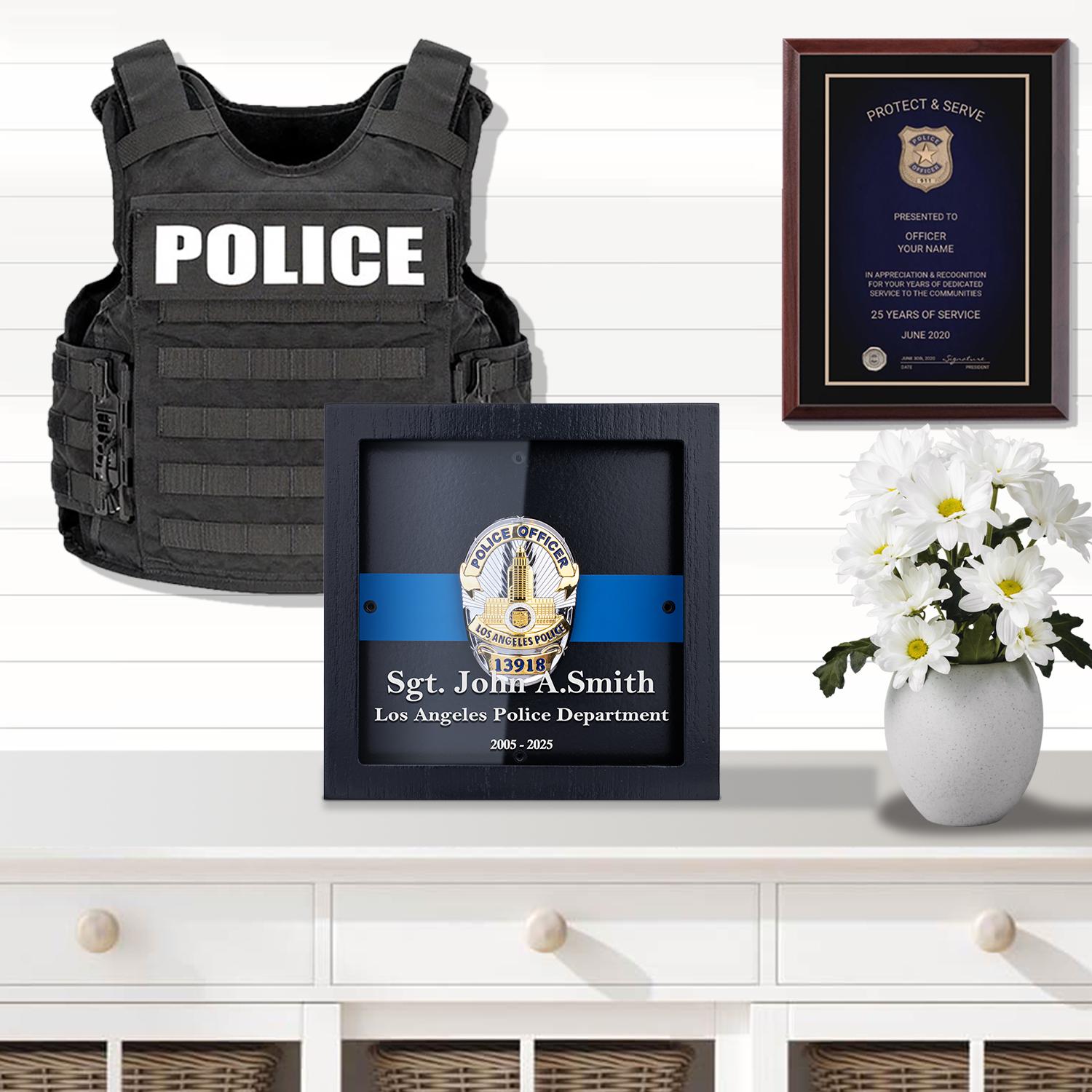 Personalized Police Badge Display Case 8x8 Inches– Custom Law ...