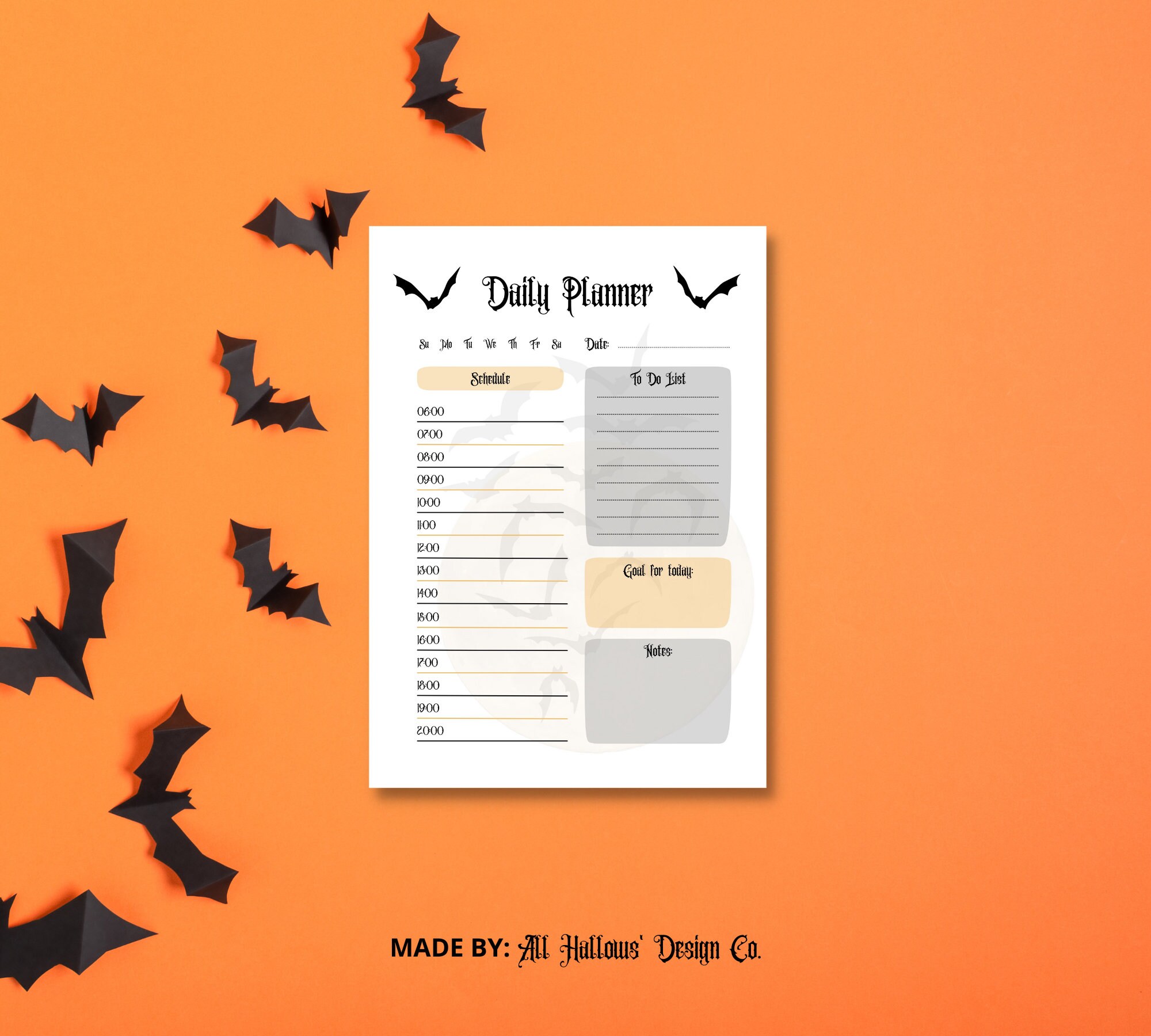 Bat Planner, Daily Planner, Weekly Planner, Monthly Planner, Printable ...