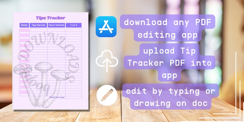 Tips Tracking Sheet, Downloadable Tips Income Tracker, Tip Tracker Ipad ...