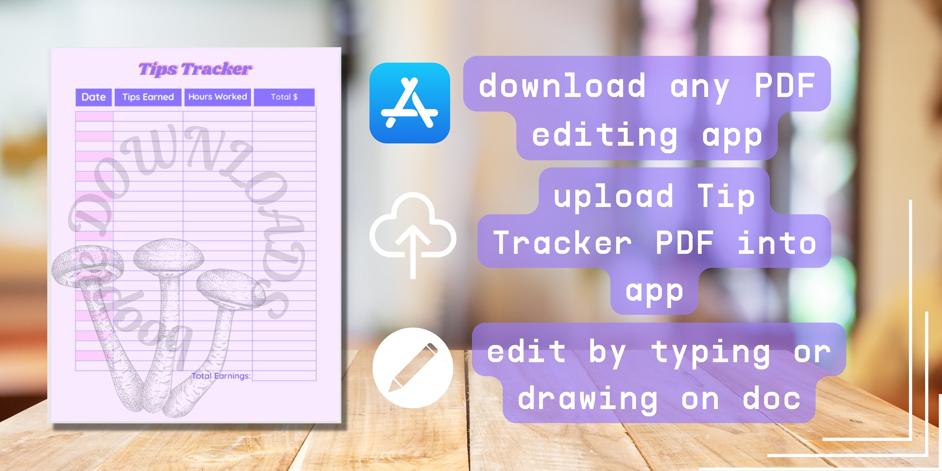 Tips Tracking Sheet, Downloadable Tips Income Tracker, Tip Tracker Ipad ...