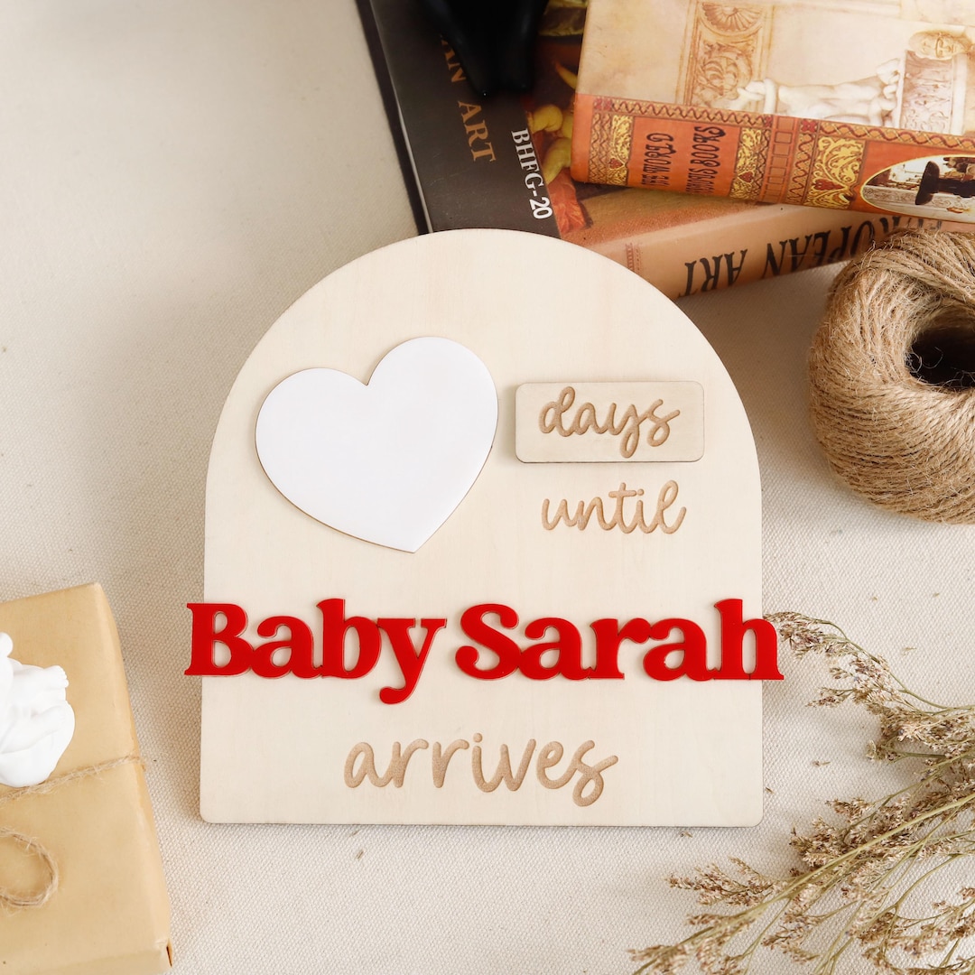 Personalized Baby Countdown Sign, Custom Due Date Tracker, Weeks and ...