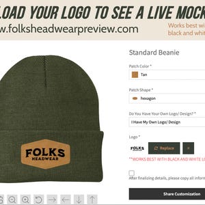 Custom Leather Patch Knit Beanie | Design Your Own Personalized Beanie ...