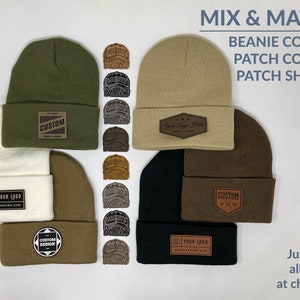 Bulk - Custom Leather Patch Beanies | Personalized Beanie Hats With Custom Logo | Unisex Winter ...