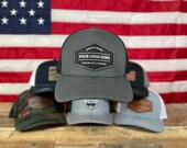 Custom Leather Patch Trucker Hat Personalized Hat With - Etsy