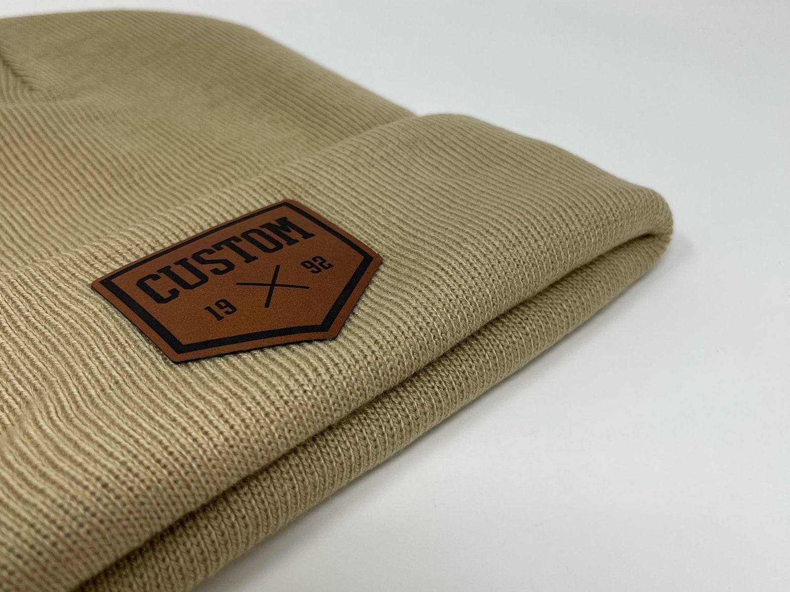 Custom Leather Patch Beanies Personalized Beanie Hats With - Etsy