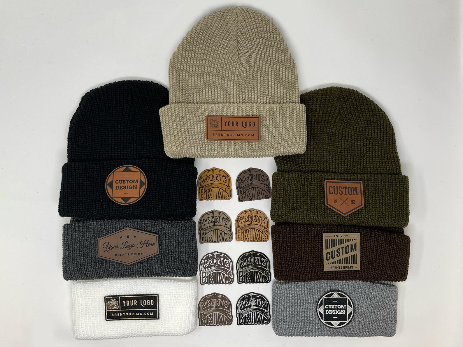 Custom Leather Patch Knit Beanie Design Your Own - Etsy