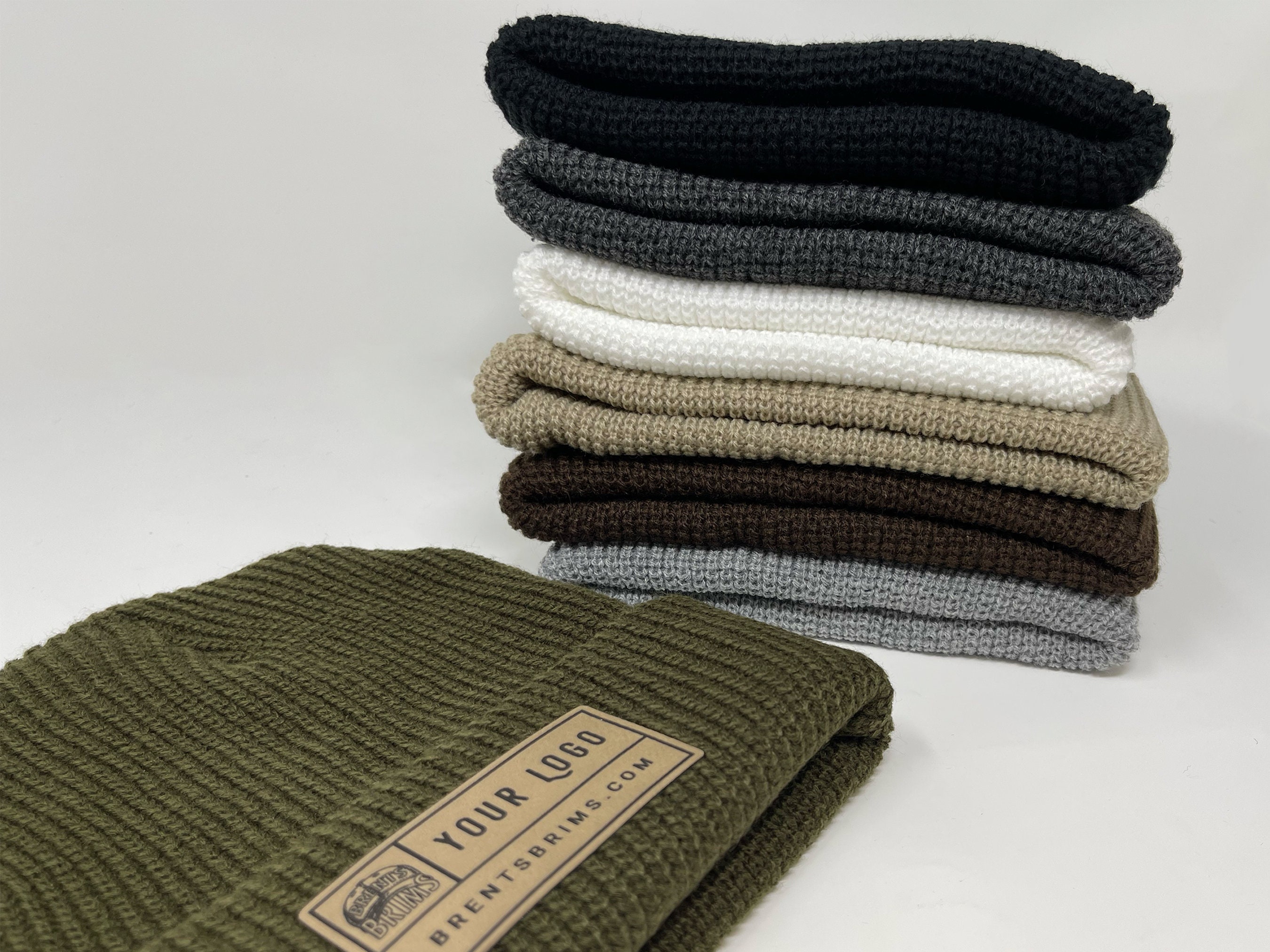 Custom Leather Patch Knit Beanie Design Your Own - Etsy
