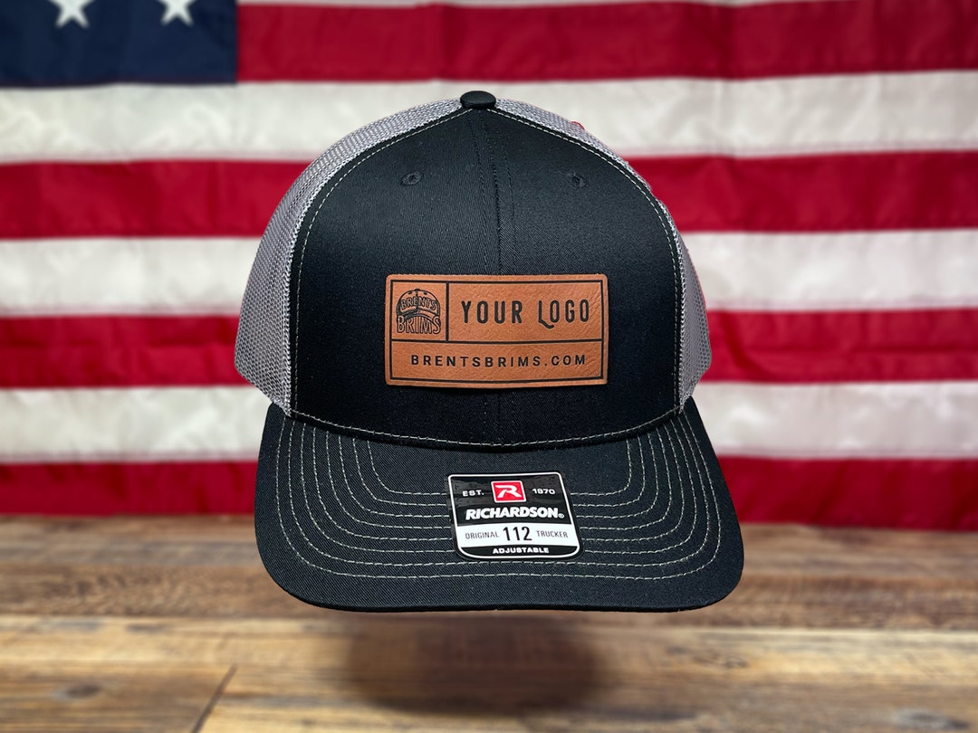 Custom Leather Patch Trucker Hat Richardson 112 Personalized Hat With Custom Logo Custom Company ...
