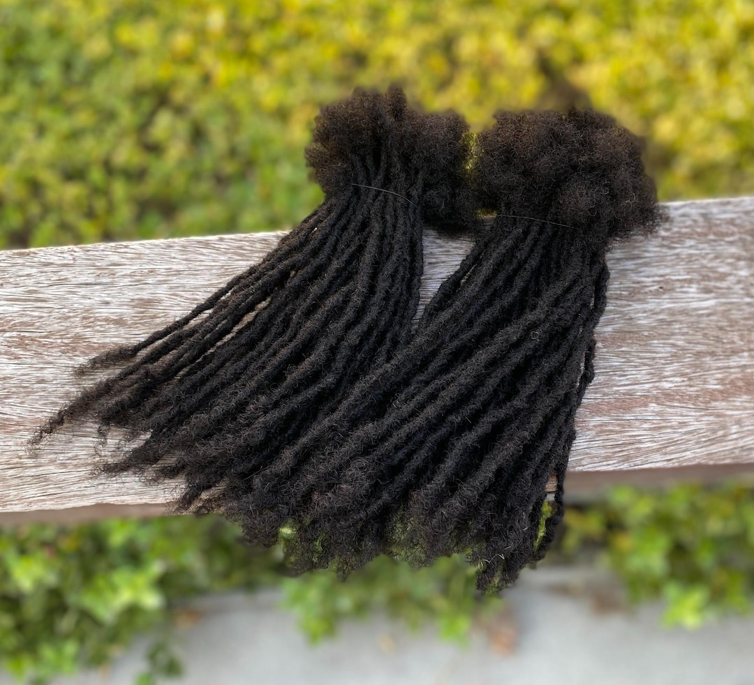 Handmade Textured Human Hair Loc Extensions With Curly Ends-1b Natural ...