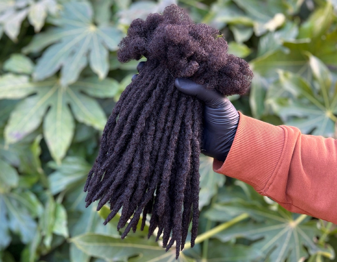 Handmade Human Hair Dreadlock Extensions: Natural Black Interlocked ...