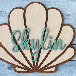 Personalized Seashell Wooden Sign, Nursery Name Sign, Baby Housewarming ...