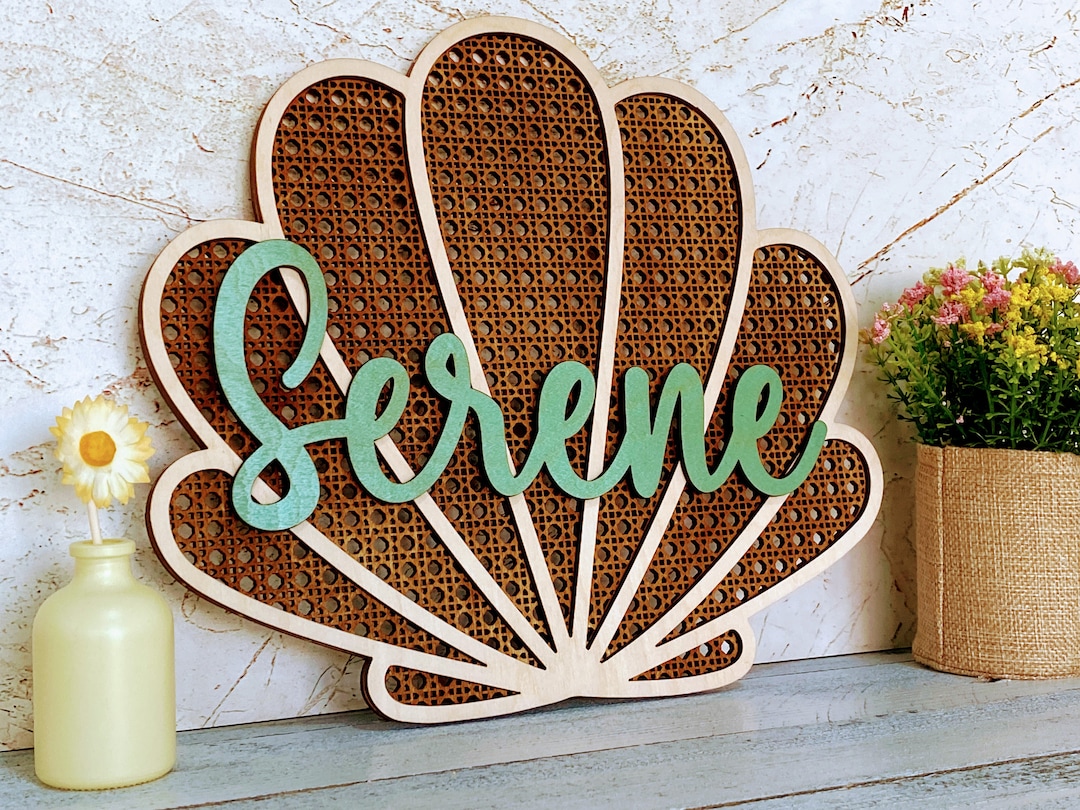 3D Seashell Nursery Name Sign, Personalized Wooden Sign, Boho Nursery ...