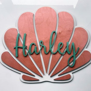 Personalized Seashell Name Sign - Under the Sea Wooden Sign - Ocean ...