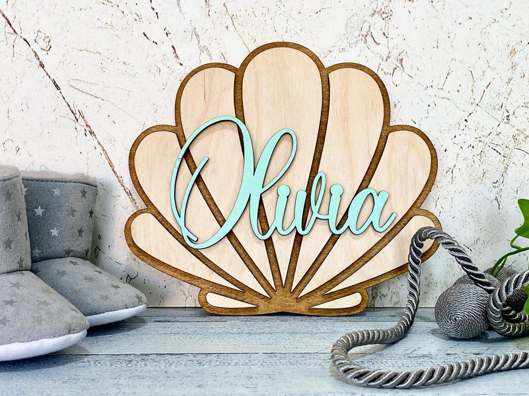 Personalized Seashell Wooden Sign Nursery Name Sign Baby - Etsy