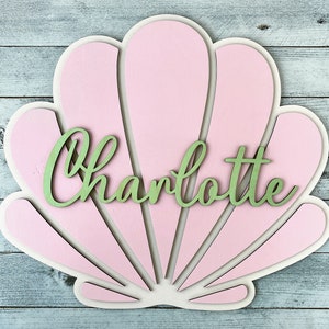 Personalized Seashell Name Sign - Under the Sea Wooden Sign - Ocean ...