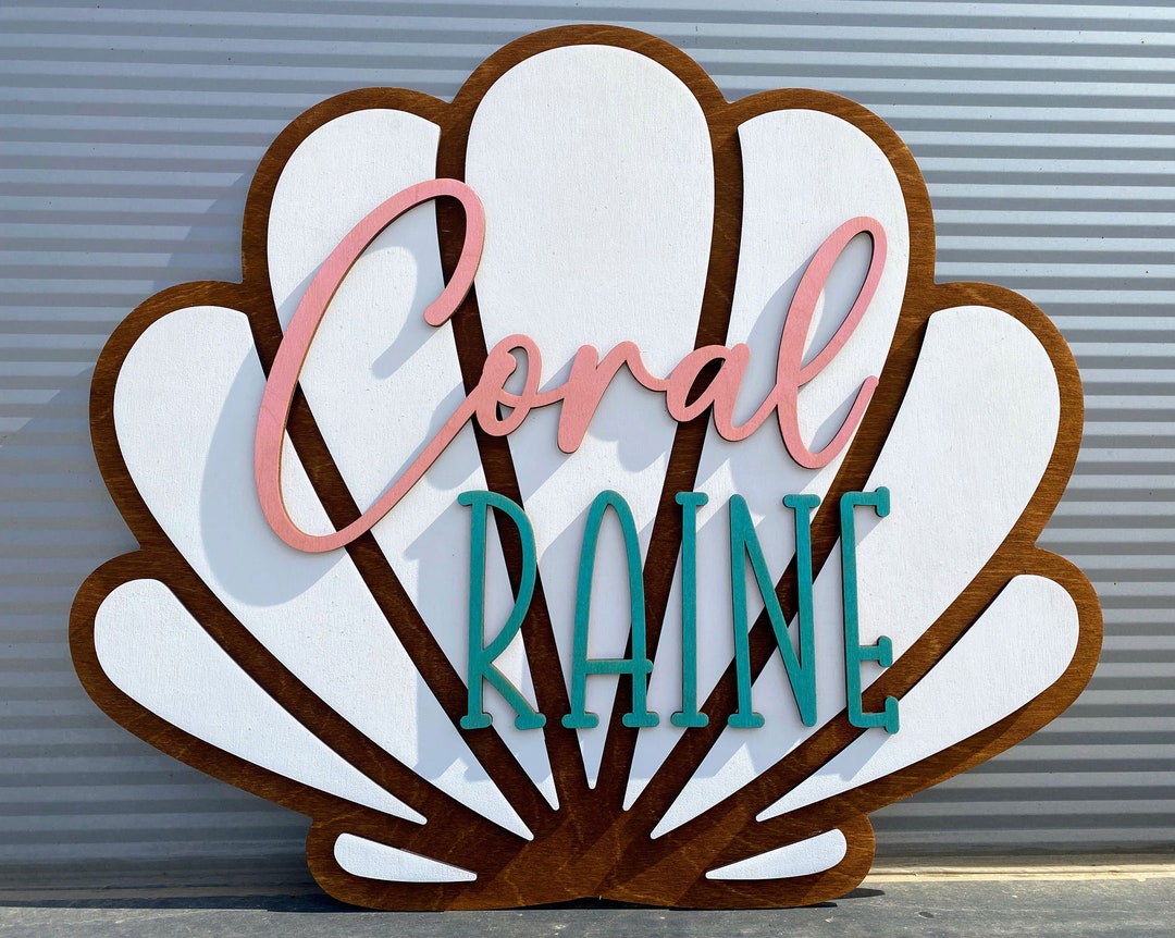 Personalized Kids' Seashell Name Sign - Whimsical Coastal Beachy ...