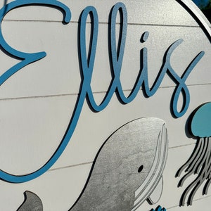 Personalized Ocean Theme Name Sign - Under the Sea Wooden Sign - Whale ...