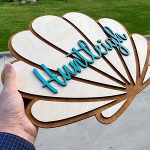 Personalized Seashell Wooden Sign, Nursery Name Sign, Baby Housewarming ...