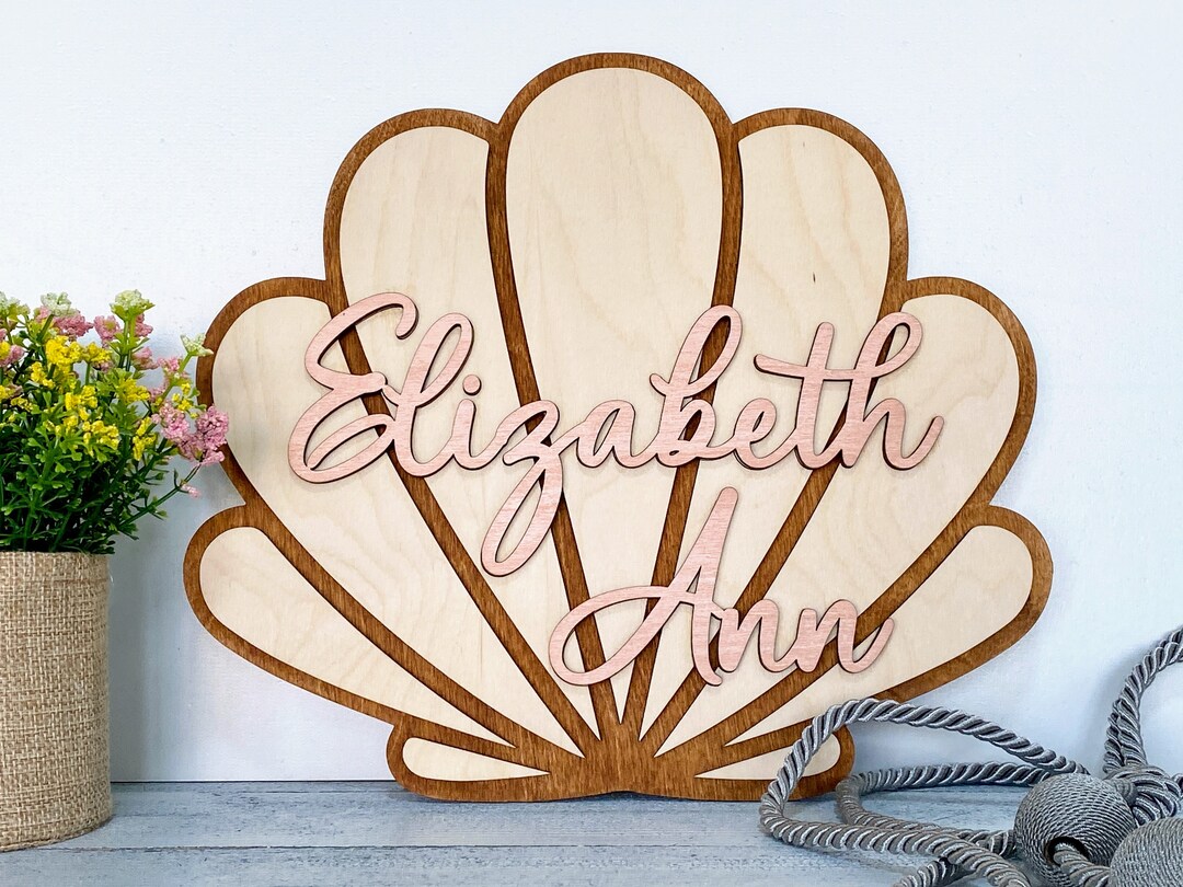 Personalized Seashell Wooden Sign, Nursery Name Sign, Baby Housewarming ...