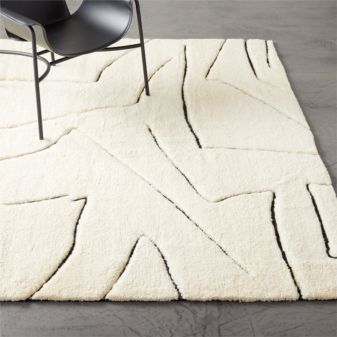 Modern Mid Century Hand Tufted High Low Loop Cut Piled Large Area Rug ...