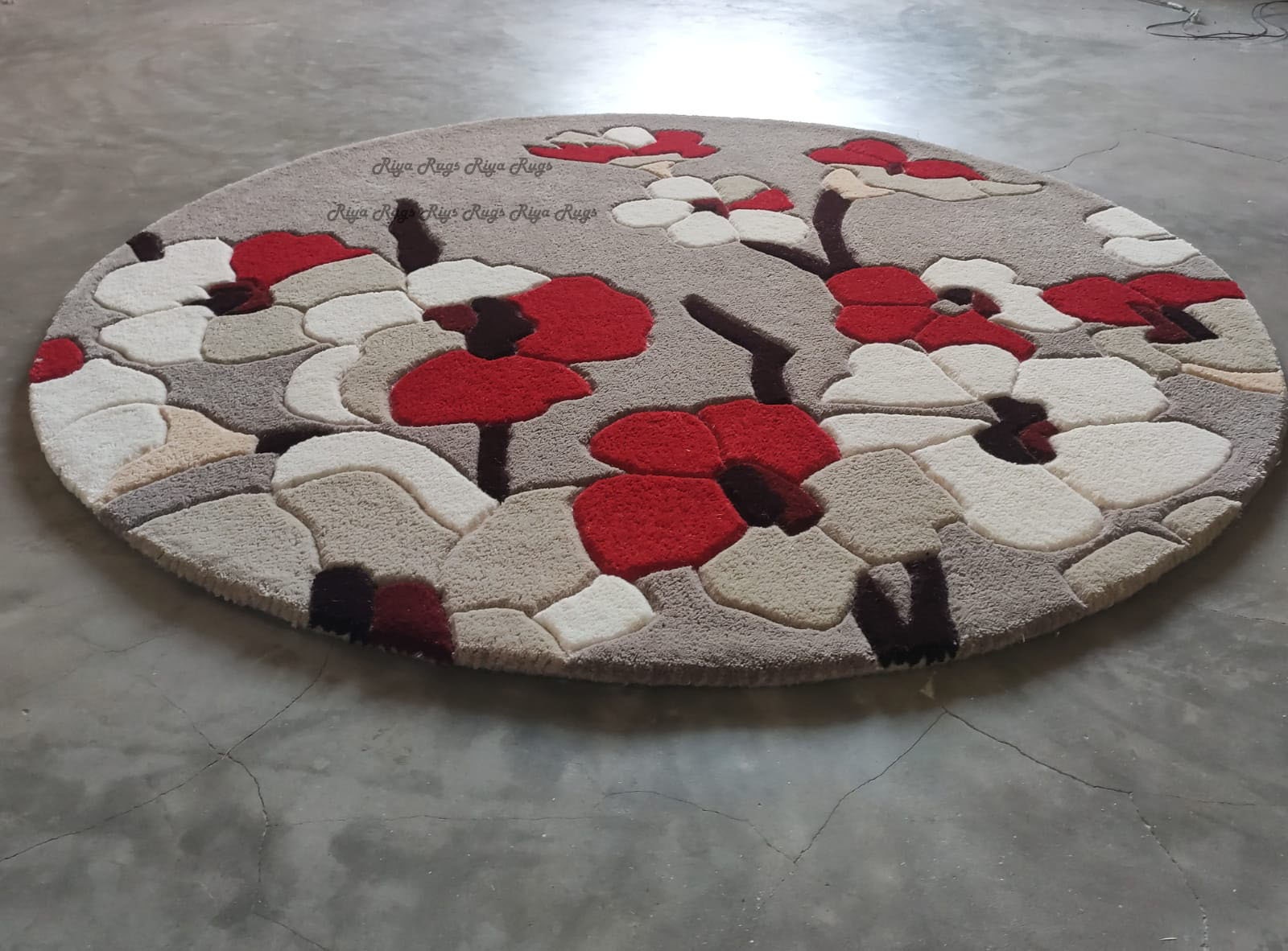Hand Made Tufted Modern Round Designer Tufted Rug Beautiful Red Multi ...