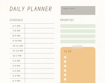 Blue and White Modern Daily Planner - Etsy