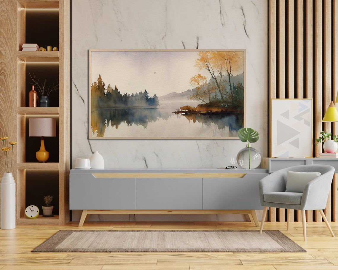 Samsung Frame TV Art Thanksgiving Fall Lake Landscape - Etsy