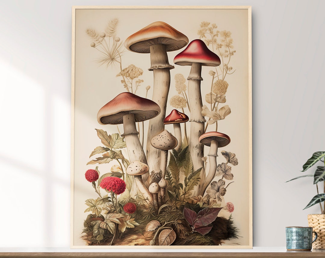 Printable Wall Art, Cottagecore Print, Botanical Mushroom Forest Floor ...